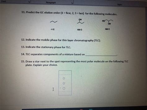 solved font paragraph styles 11 predict the gc elution