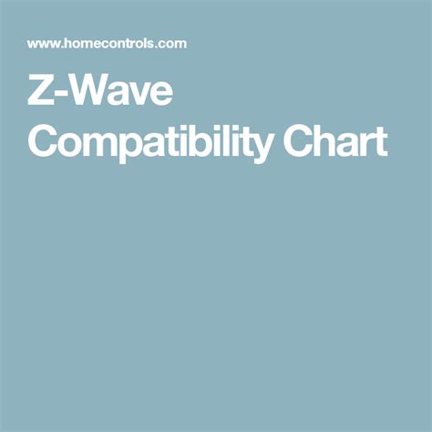 Z Wave Compatibility Chart Z Wave Home Automation Home Automation