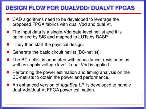 Ppt Low Power Fpga Using Pre Defined Dual Vdd Dual Vt Fabrics Powerpoint Presentation Id