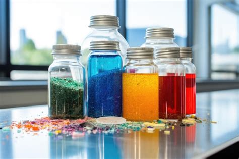 Premium Photo Colorful Microplastics Collected In A Glass Jar On A