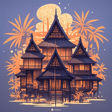 Indonesian Traditional House Patterns With Regional Architecture Premium Ai Generated Vector