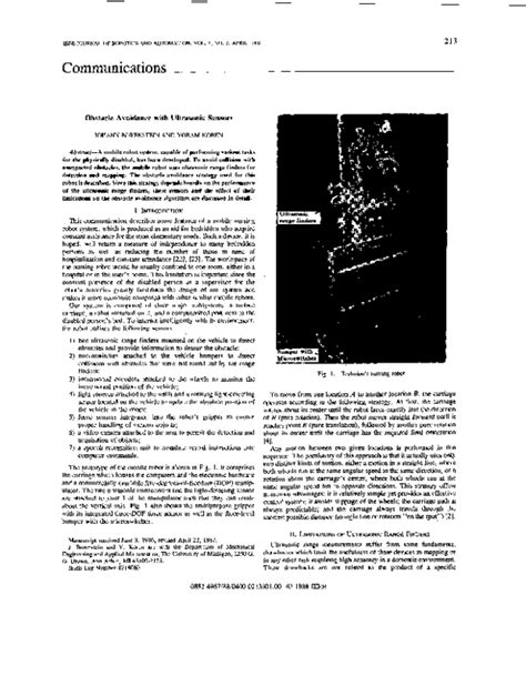 Pdf Obstacle Avoidance With Ultrasonic Sensors