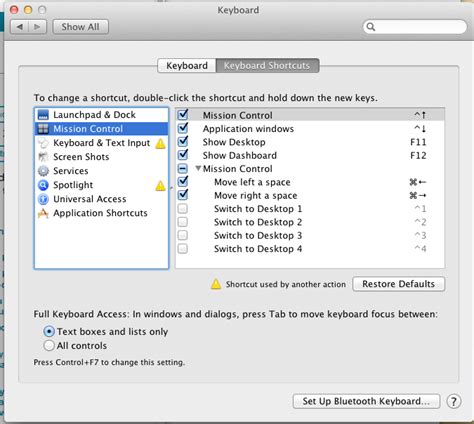 Macos Remove Osx Shortcut To Switch Between Spaces Ctrl Number