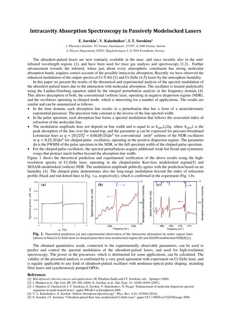 Pdf Intracavity Absorption Spectroscopy In Passively Modelocked Lasers