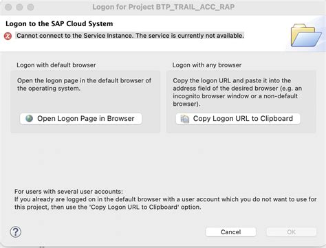 Cannot Connect To The Service Instance The Servic Sap Community