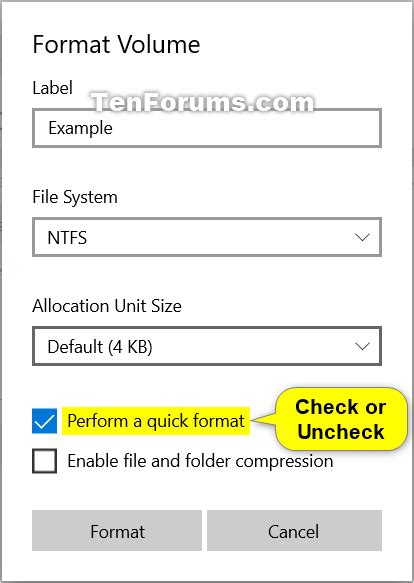 Format Disk Or Drive In Windows 10 Tutorials