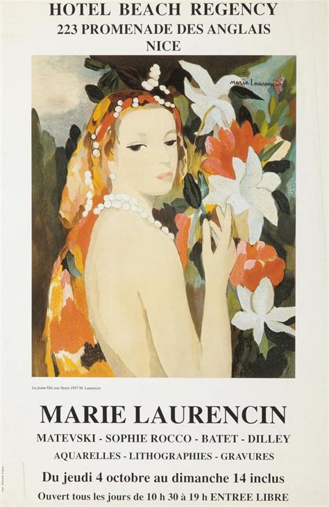 Original Vintage Exhibition Poster Marie Laurencin Nude Floral French