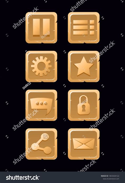 Set Game Ui Collection Set Wooden Stock Vector Royalty Free Shutterstock