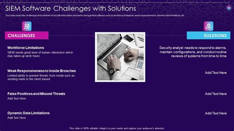 Siem Software Challenges With Solutions Siem Services Ppt Inspiration