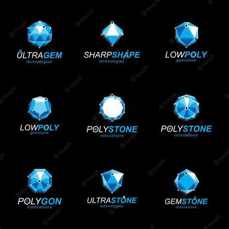 Premium Vector Set Of Perspective Technology Shapes Polygonal Wireframe Objects Collection