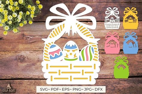 3d Easter Basket With Eggs Template