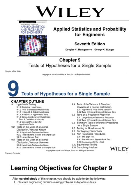 Ch09 Tests Of Hypotheses For A Single Sample Pdf Statistical