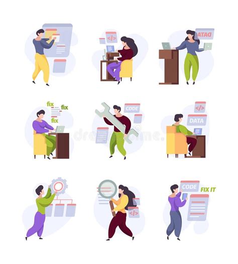 Bug Fixing And Quality Control Vector Illustration Stock Vector Illustration Of Binary