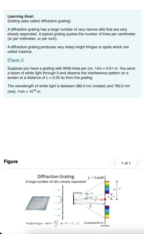 Solved Learning Goal Grating Also Called Diffraction Chegg