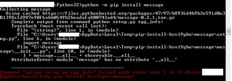 python error when installing module message attributeerror module
