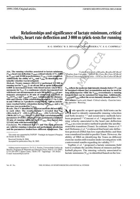 Pdf Relationships And Significance Of Lactate Minimum Critical