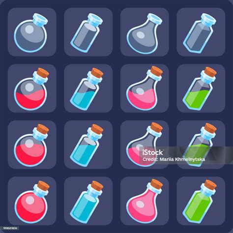 마법의 약 아이콘의 집합입니다 게임에 대 한 완벽 한 사용자 정의 병입니다 건강관리와 의술에 대한 스톡 벡터 아트 및 기타 이미지 건강관리와 의술 그래픽 사용자