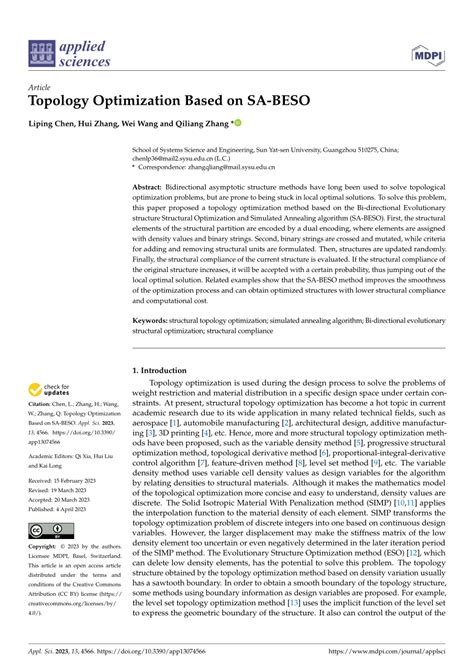 Pdf Topology Optimization Based On Sa Beso