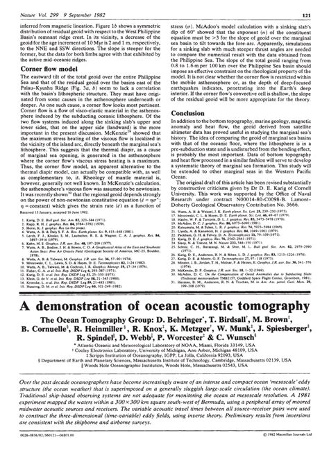 Pdf A Demonstration Of Ocean Acoustic Tomography