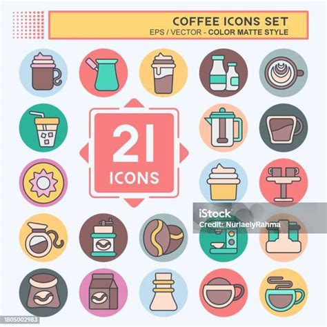 아이콘 세트 커피 음료 기호와 관련이 있습니다 색상 메이트 스타일 심플한 디자인 편집 가능 간단한 일러스트레이션 0명에 대한