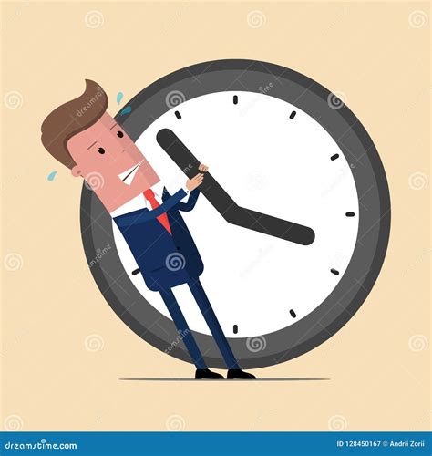 Businessman Trying To Stop The Time Vector Flat Illustration Stock Illustration Illustration
