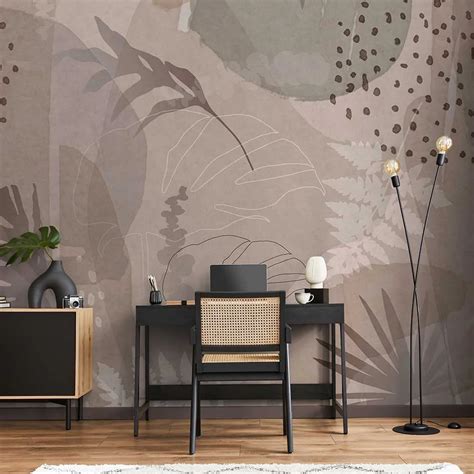 Abstract Leaf Mural By Art For The Home Neutral Mural Wallpaper