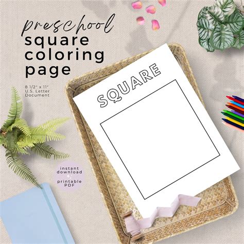 Square Shape Coloring Page Printable Preschool Square Coloring Sheet