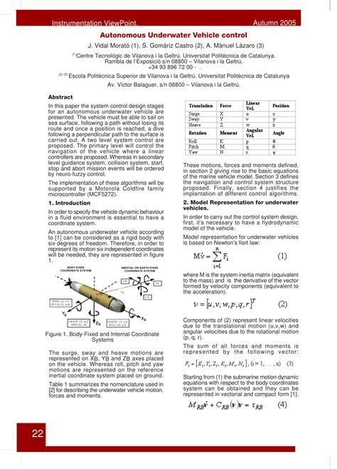 Pdf Autonomous Underwater Vehicle Control