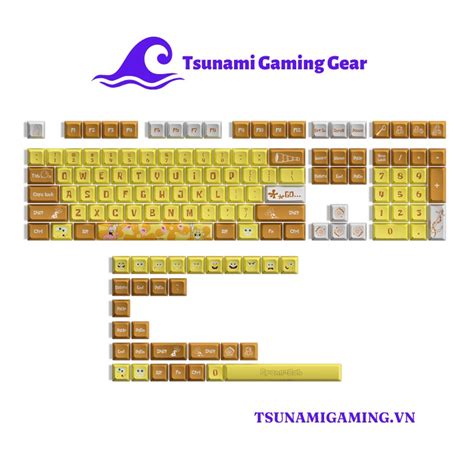 Keycap Akko SpongeBob PBT Dye sub JDA profile 138 nút tsunamigaming vn