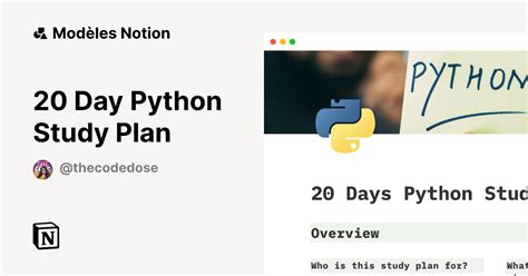 Modèle 20 Day Python Study Plan Marketplace Notion