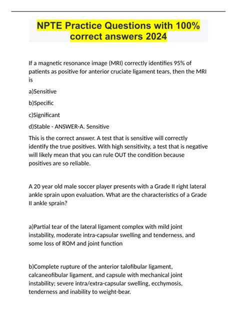 Npte Practice Questions With 100 Correct Answers 2024 Npte Stuvia Us