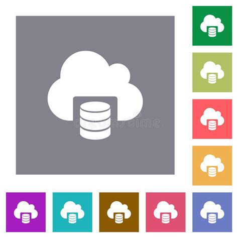 Cloud Database Flat Icons On Color Rounded Square Backgrounds Stock Vector Illustration Of