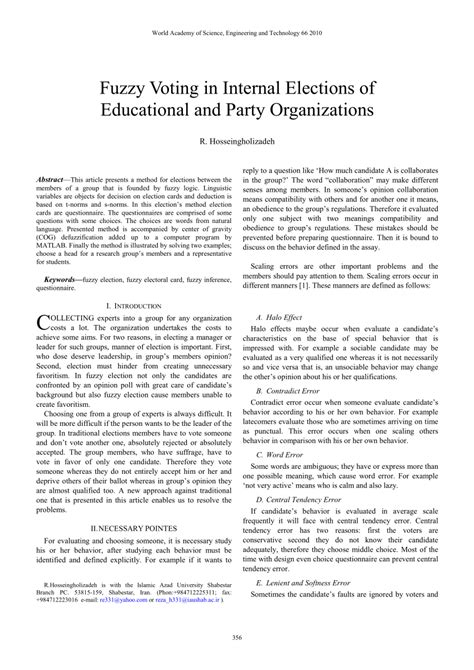 Pdf Fuzzy Voting In Internal Elections Of Educational And Party