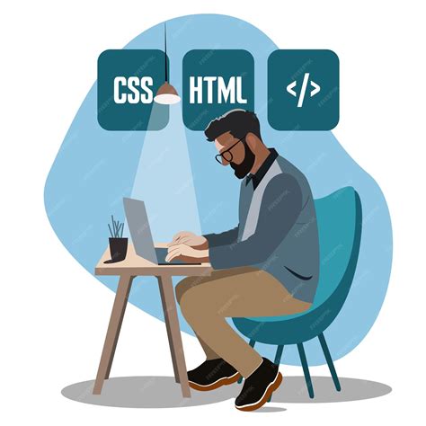 Premium Vector Vector Colorful Illustration Of Programmer Working