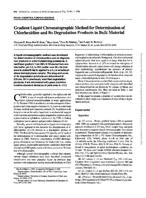 Pdf Gradient Liquid Chromatographic Method For Determination Of Chlorhexidine And Its
