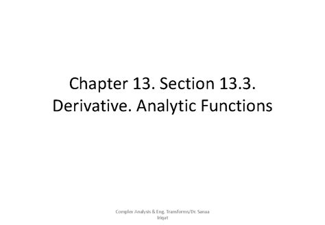 13 4 14 1 Lecture Notes Chapter 13 Section 13 Derivative Analytic Functions Complex