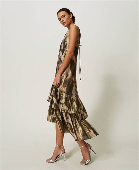 Длинное платье из набивной вуали с оборками 241ap2512 Twinset — купить в интернет магазине