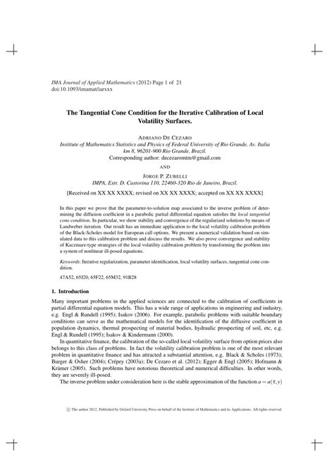 pdf the tangential cone condition for the iterative calibration of