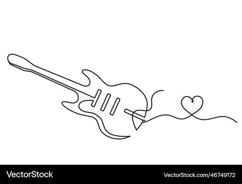 Heart Guitar Continuous Line Art Royalty Free Vector Image
