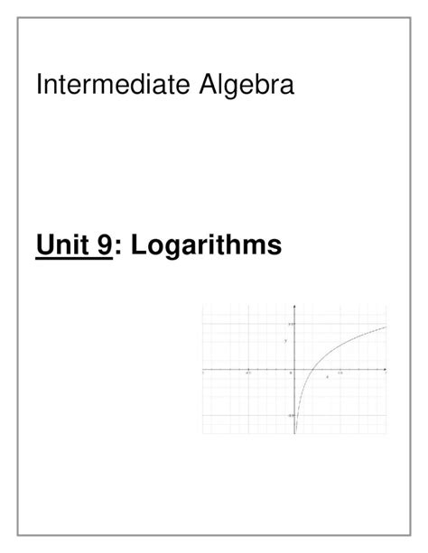 Pdf Unit 9 Logarithms Wikispaces9 Logarithmspacket · Guide Properties Of Logarithmic