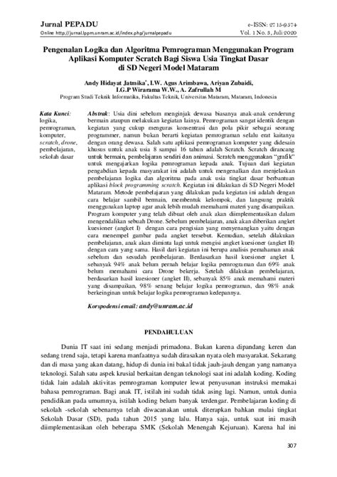 Pdf Pengenalan Logika Dan Algoritma Pemrograman Menggunakan Program