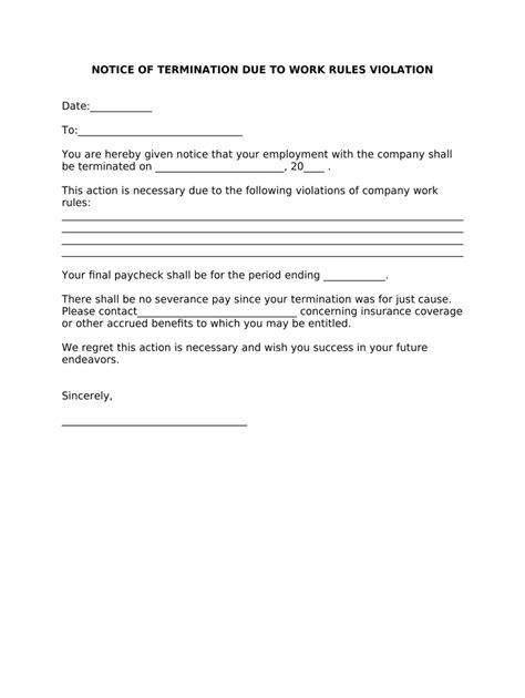 Notice Termination Work Form Fill Out And Sign Printable Pdf Template