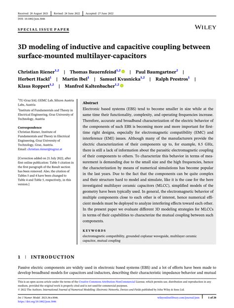 Pdf 3d Modeling Of Inductive And Capacitive Coupling Between Surface‐mounted Multilayer‐capacitors