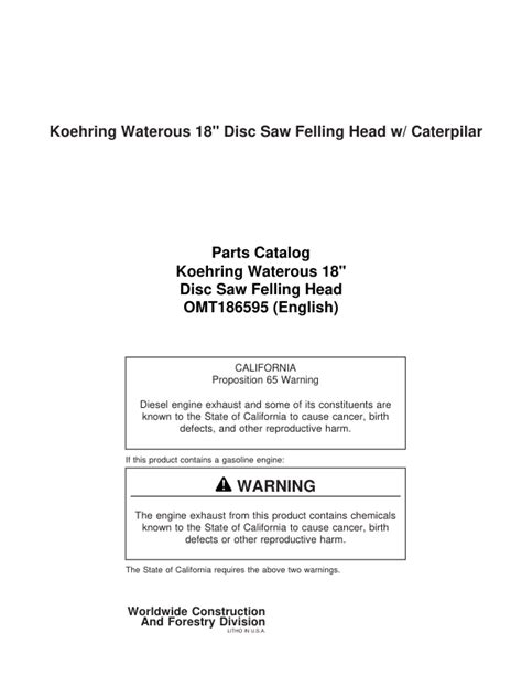 Koehring 18 Inch Caterpillar Machine Sn 601004 Felling Head Parts