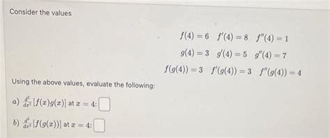 Solved Consider The Values Chegg