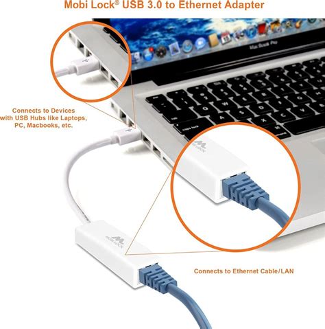 Mobi Lock USB 3 0 Ethernet LAN Network Gigabit Adapter Compatible For Fastest High Speed 1000