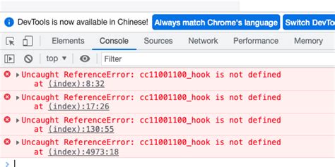 控制台报错：uncaught Referenceerror Cc11001100hook Is Not Defined At Index