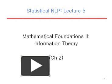 PPT Statistical NLP Lecture 5 PowerPoint Presentation Free To Download Id 12c7f7 MTEzZ