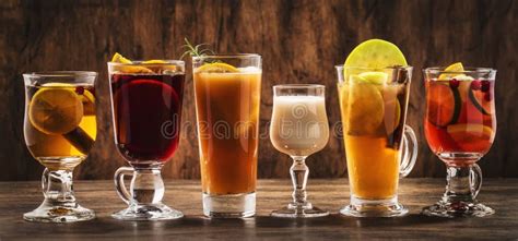 Selectie Van In Het Najaar Of Winter Alcoholische Warme Dranken En Cocktails Gemolde Gloggnog