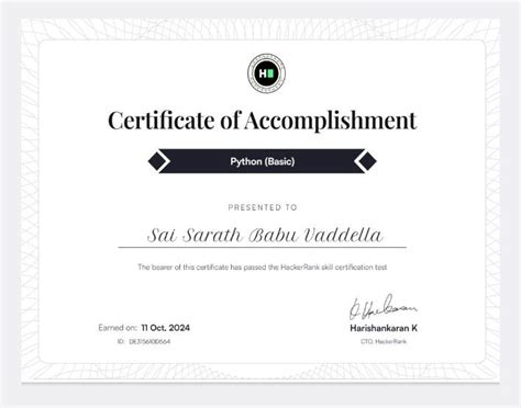 sai sarath babu vaddella on linkedin python hackerrank programming